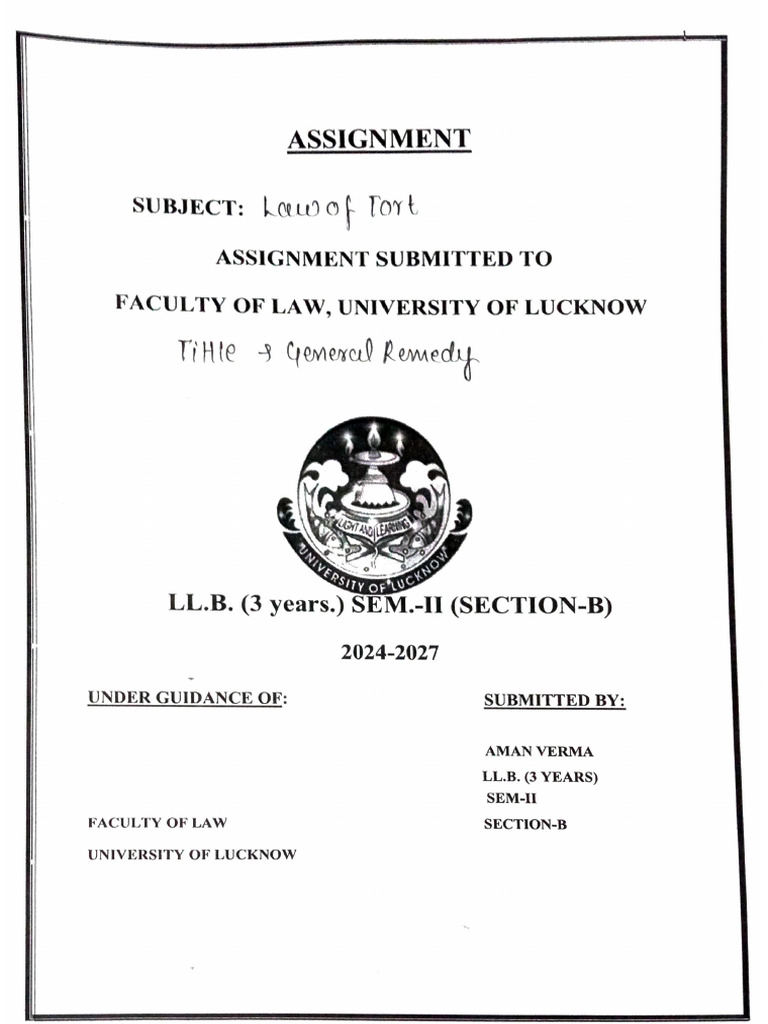 General Remedy Assignment | PDF