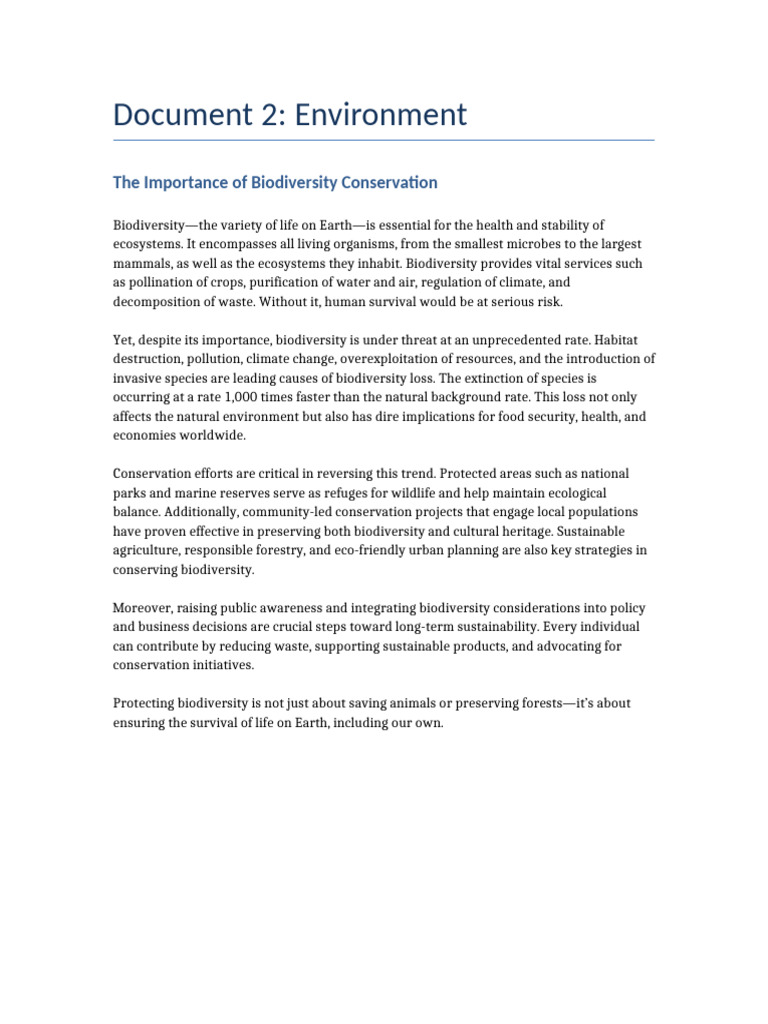 Biodiversity Conservation Importance | PDF
