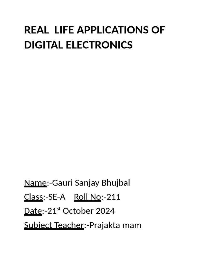 Real-Life Applications of Digital Electronics | PDF | Digital ...