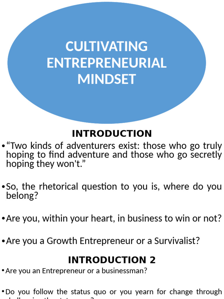 Fund of Entrep LT 2 - Mindset (Jan., 2025) | PDF | Entrepreneurship ...