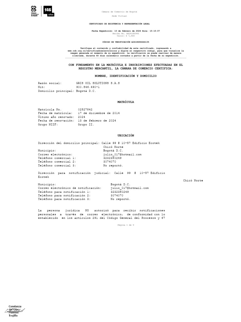 CCB Gris Oil Solutions | PDF | Inversiones | Business