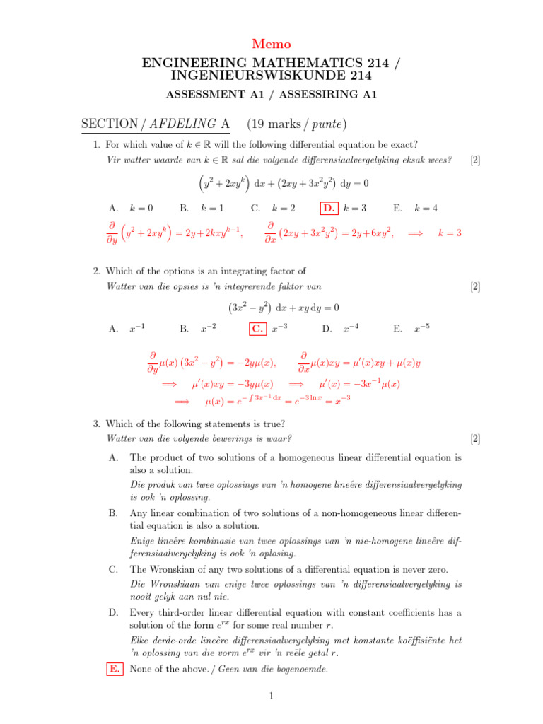 IW214 A1 2025 Memo | PDF | Elementary Mathematics | Calculus