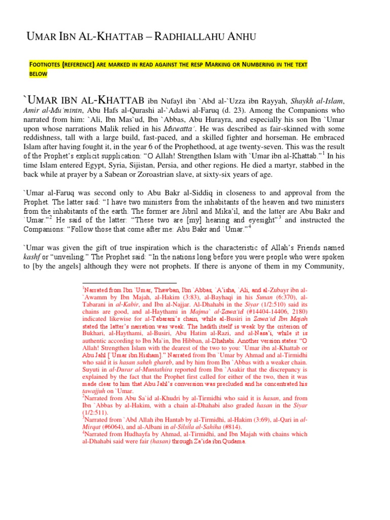 The Second (2nd) Khalifa of Islam - Merits of Umar (R.a) | PDF | Muhammad | Hadith