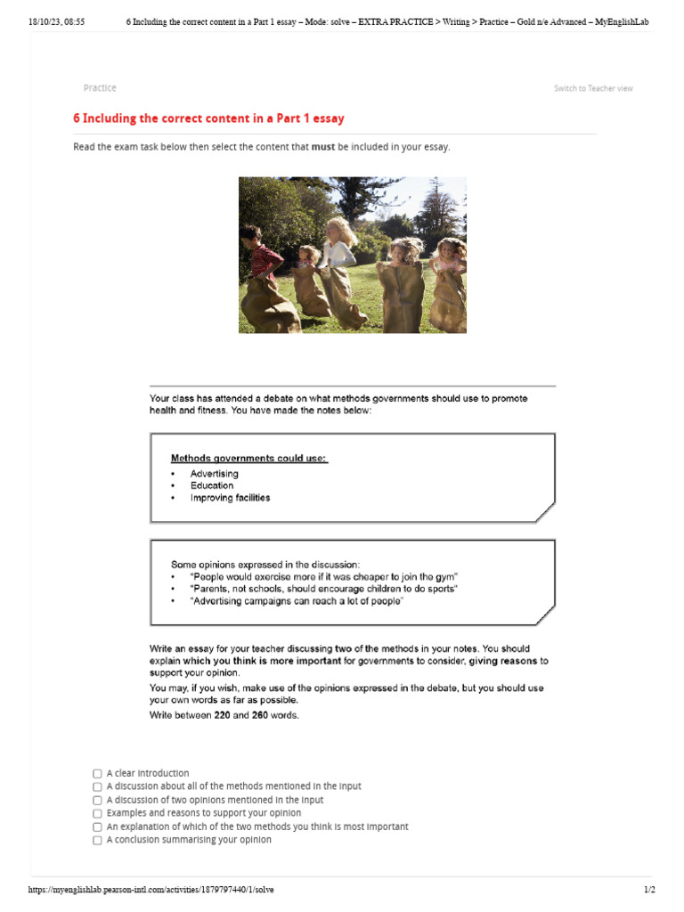 6 Including The Correct Content in A Part 1 Essay - Mode - Solve ...