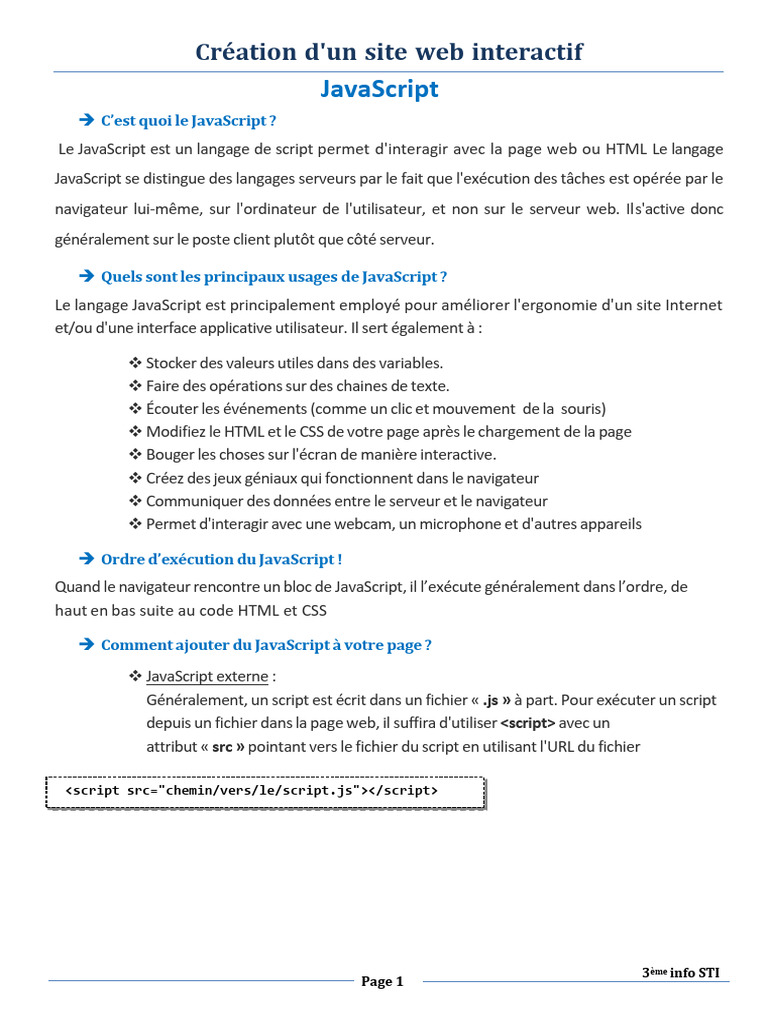 Cours Js | PDF | JavaScript | Structure de contrôle