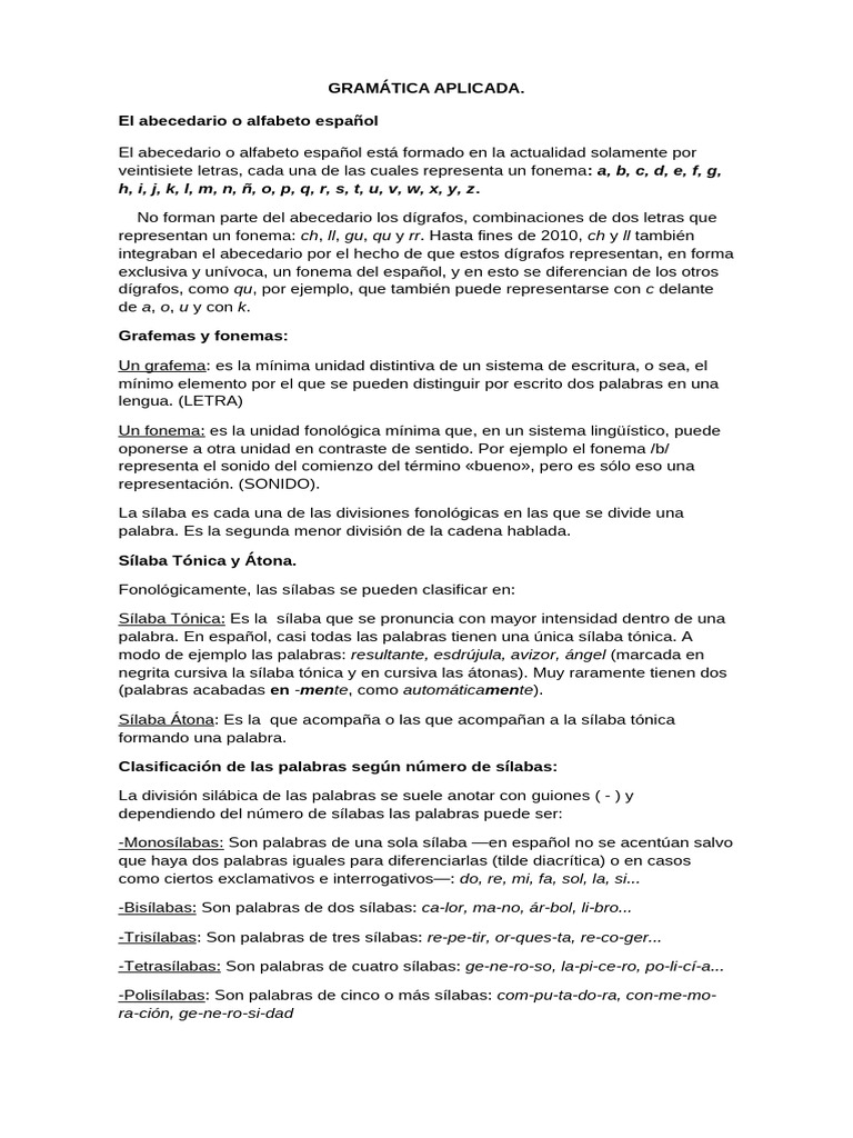 Clasificación de sílabas y grafemas | PDF | Alfabeto | Sílaba