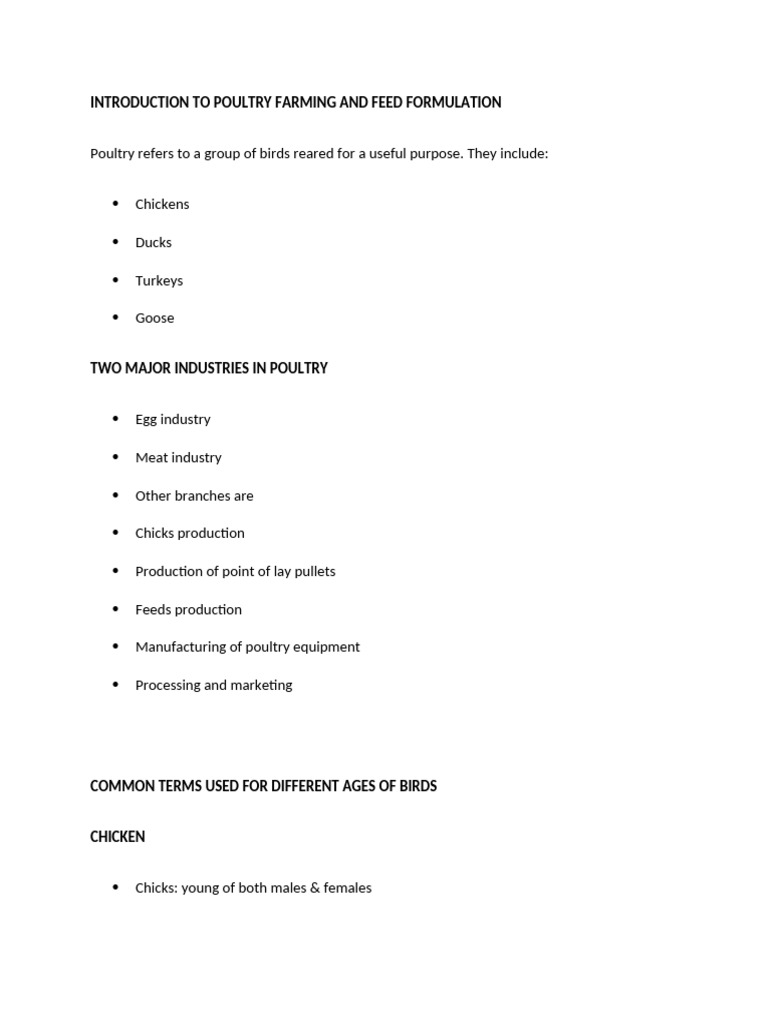 Introduction To Feed Formulation | PDF | Chicken | Poultry