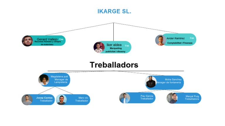 Organizational Chart Visual Charts Presentation in Blue White Teal ...