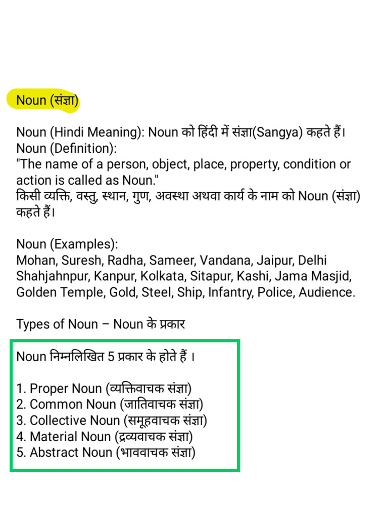 Parts of Speech (NOUN) Part 1 | PDF