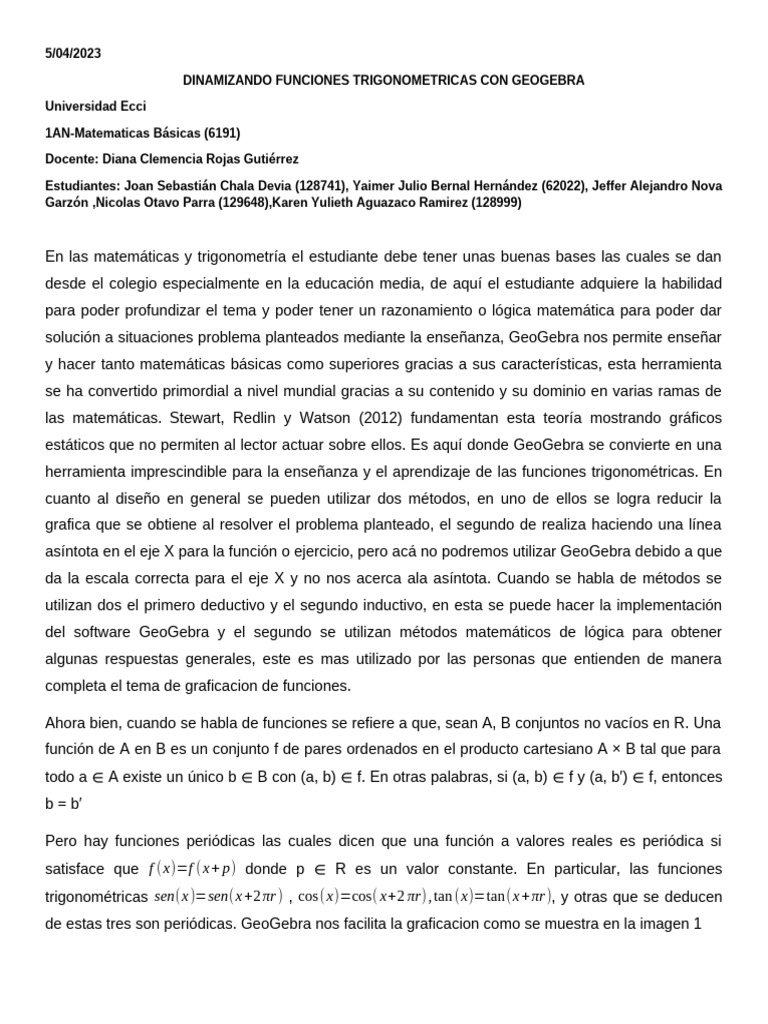 Dinamizando Funciones Trigonometricas Con Geogebra | PDF | Asíntota ...