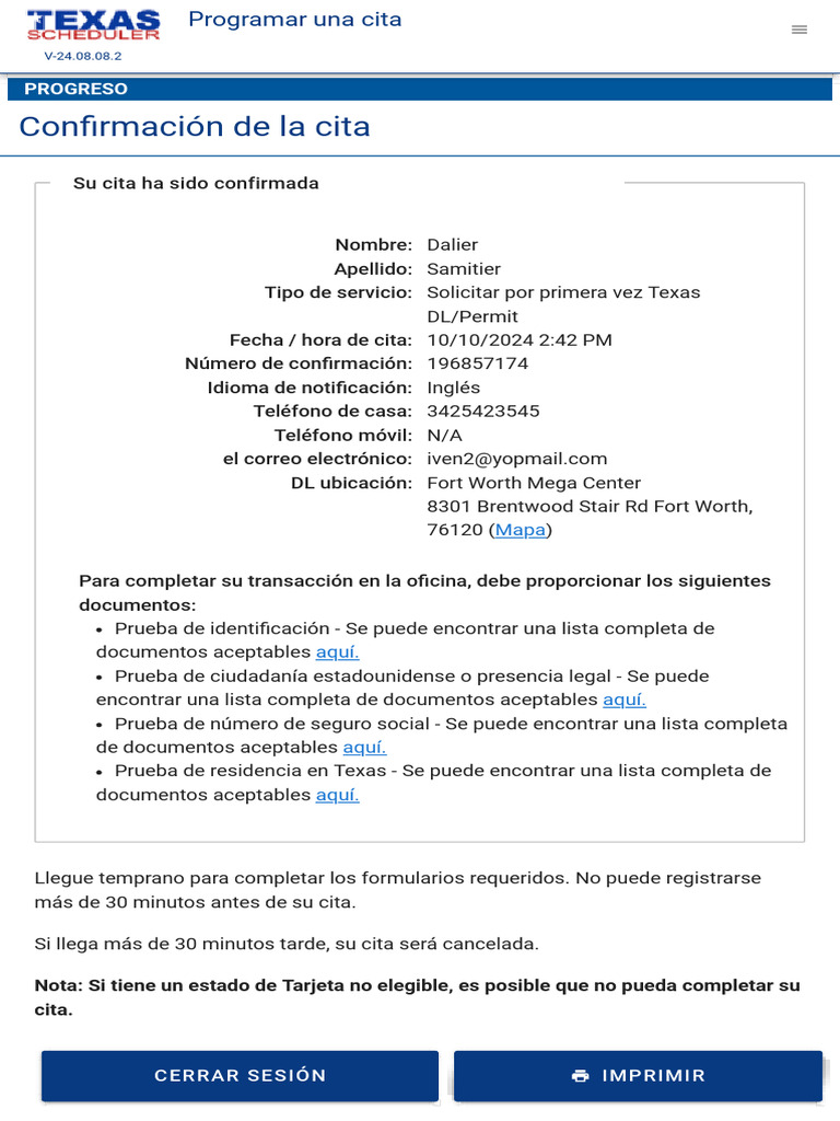 Texas DPS - Schedule Appointment 20 | PDF