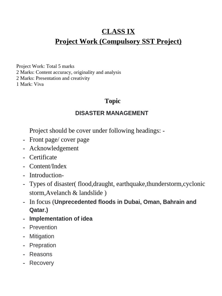 Project Work Class IX | PDF