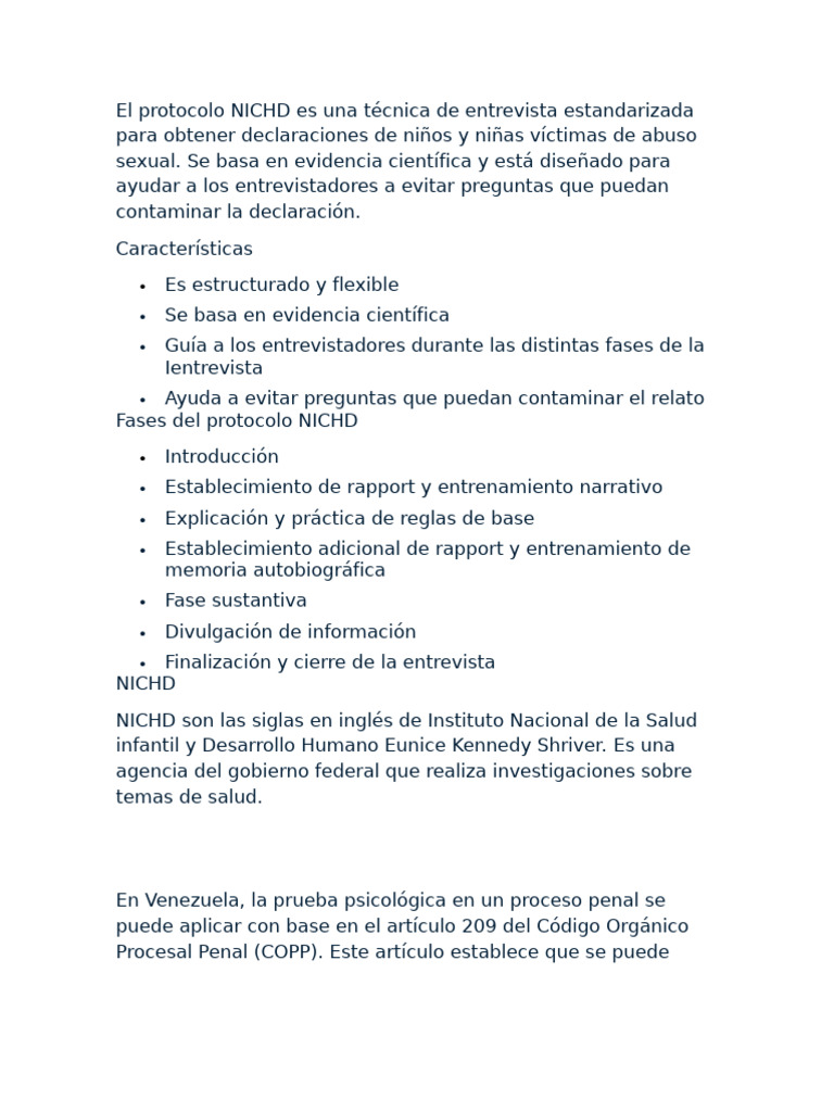 PROTOCOLO NICHD | PDF | Examen físico