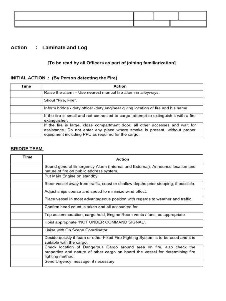 Fire Response Procedures Onboard Ship | PDF | Firefighting | Firefighter