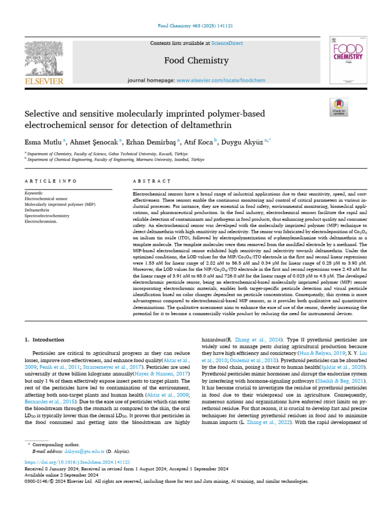 Selective and Sensitive Molecularly Imprinted Polymer-Based Electrochemical Sensor For Detection ...