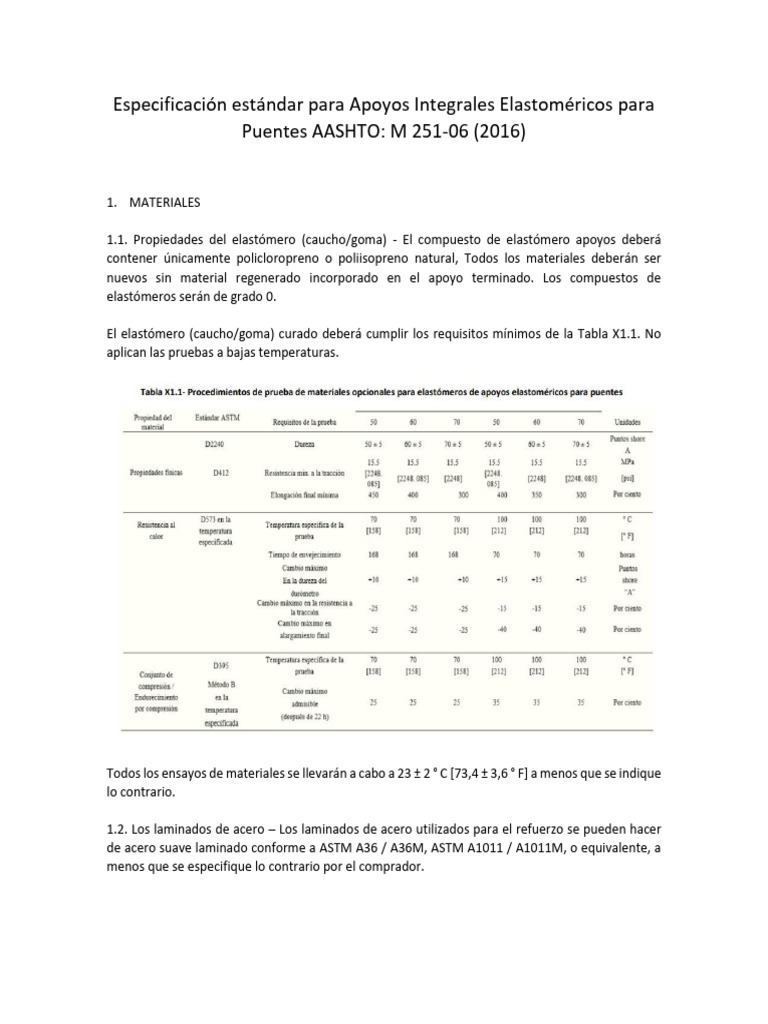 AASHTO 251 - Pruebas y Especificaciones A Cumplir | PDF | Acero ...