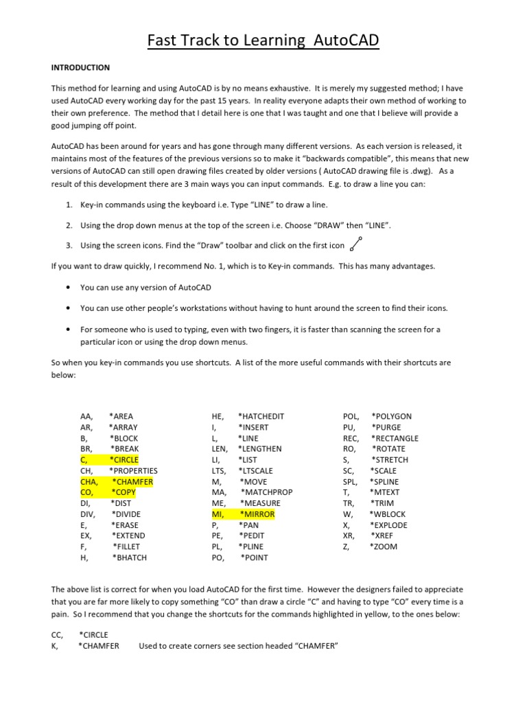 Fast Track To Learning AutoCAD | PDF | Auto Cad | Icon (Computing)