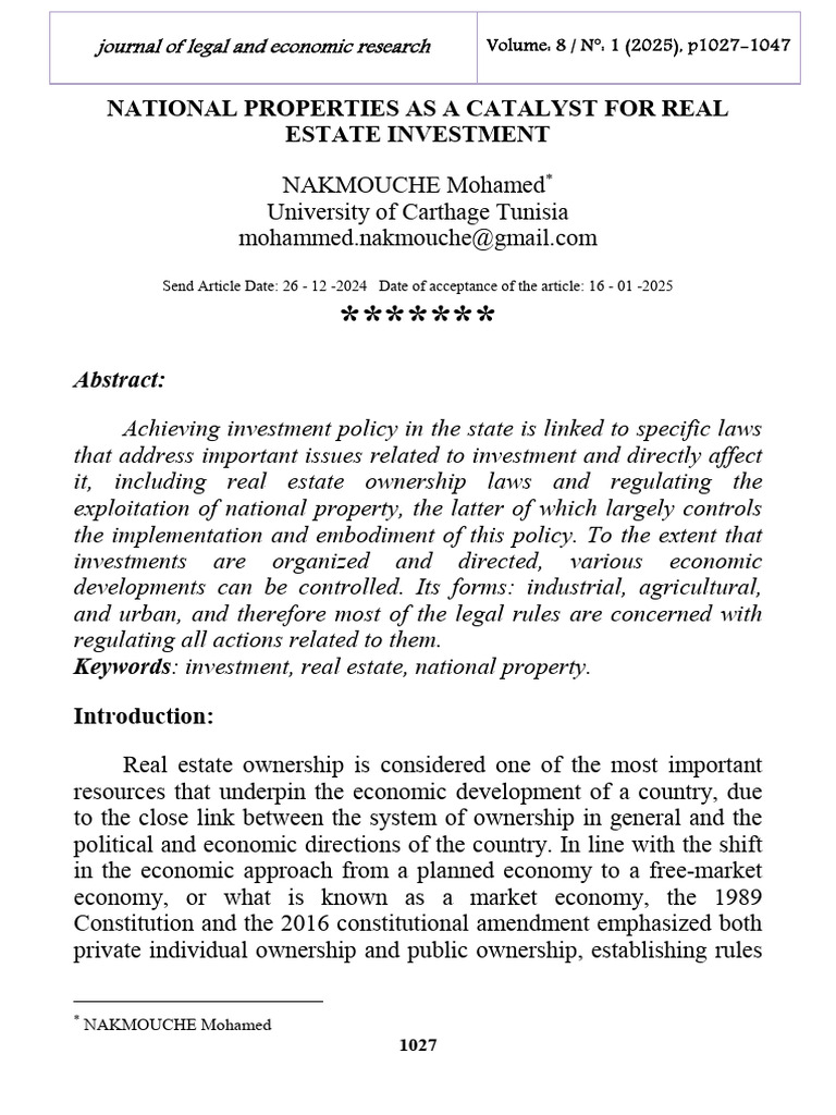 National Properties As A Catalyst For Real Estate Investment | PDF ...