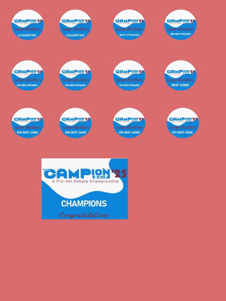 Printable Debate championship Medal stickers | PDF