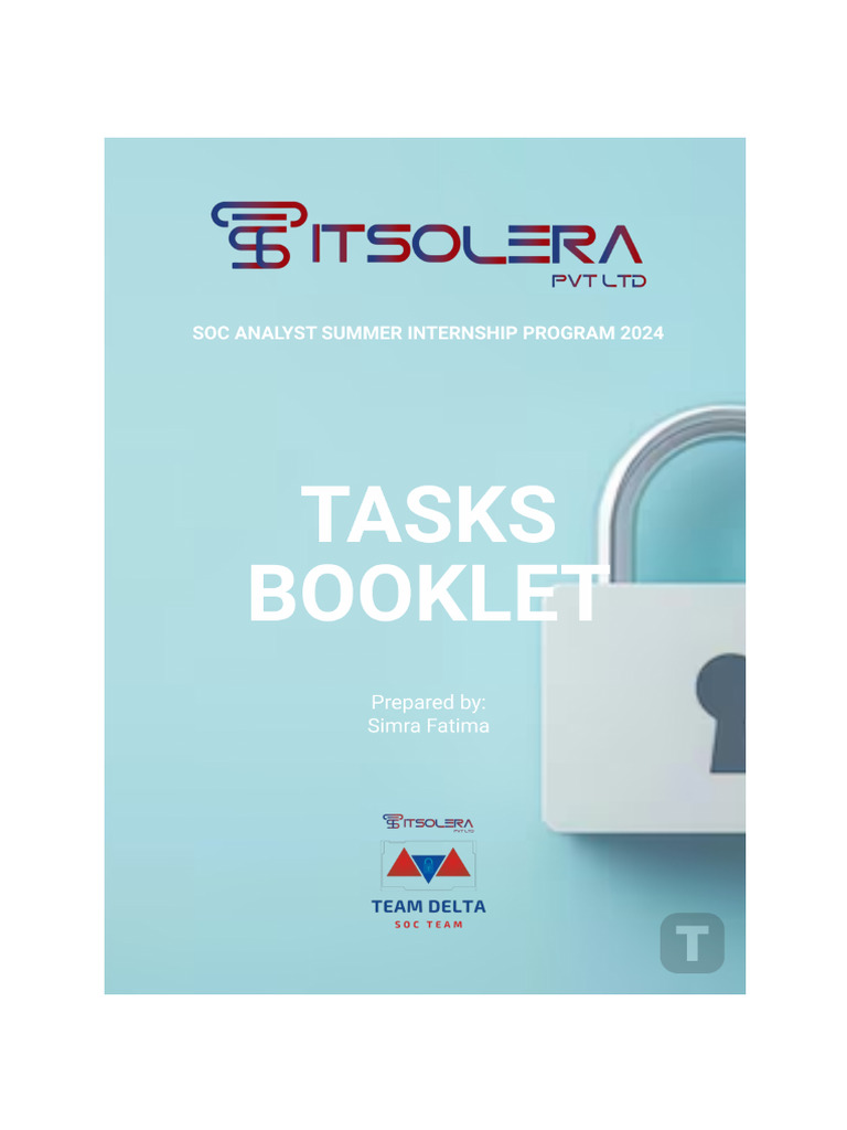 Soc Analyst Internship Booklet | PDF | Malware | Security
