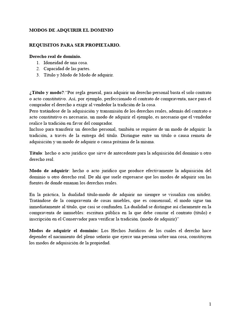 4 Modos de Adquirir | PDF | Posesión adversa | Propiedad
