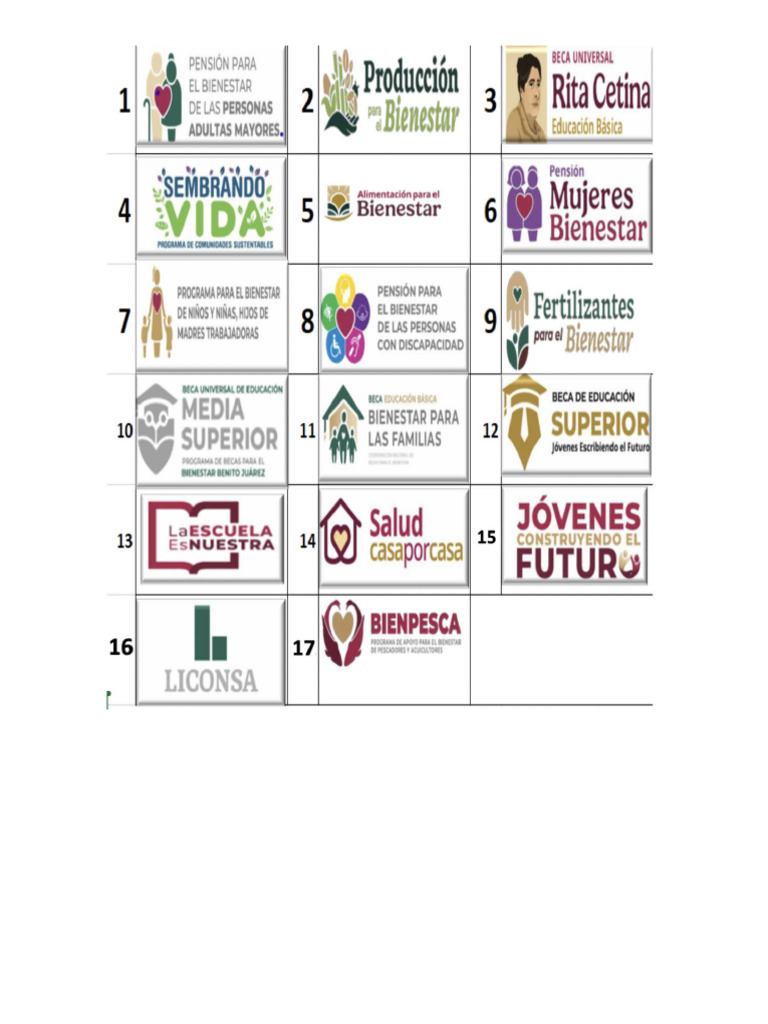 Programas Bienestar Enum | PDF