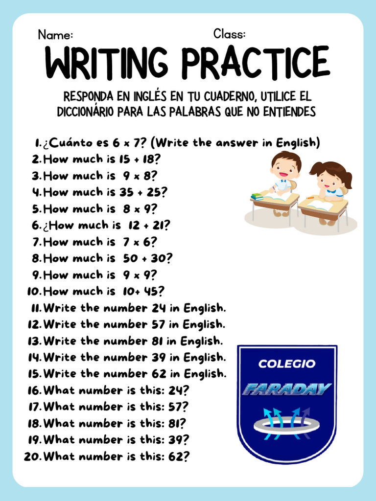 Grade 1 Writing Practice English Worksheet in Colorful Style | PDF