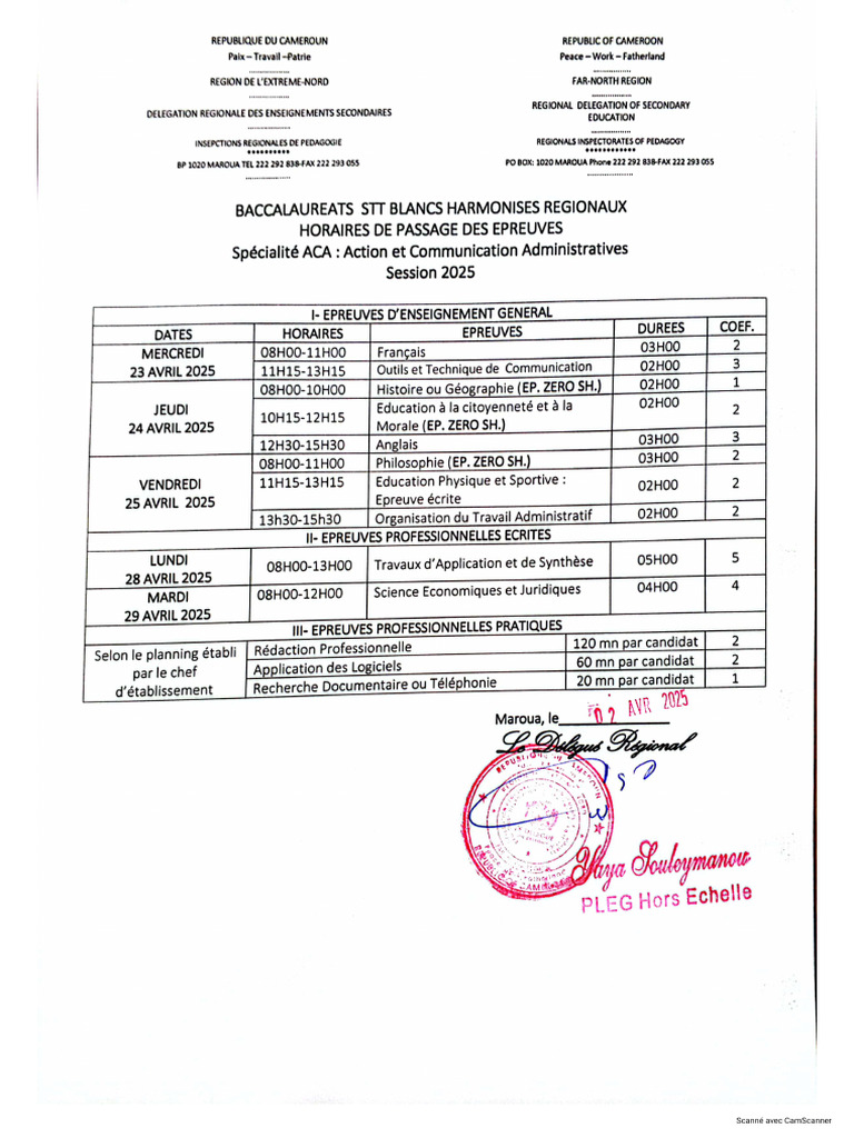 Horaires Des Bac STT Blancs 2025 | PDF