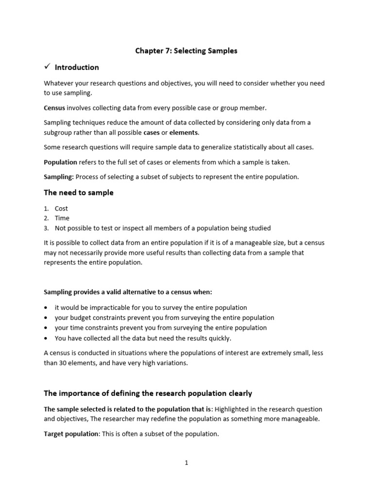 Chapter 7 Research | PDF | Sampling (Statistics) | Sample Size Determination