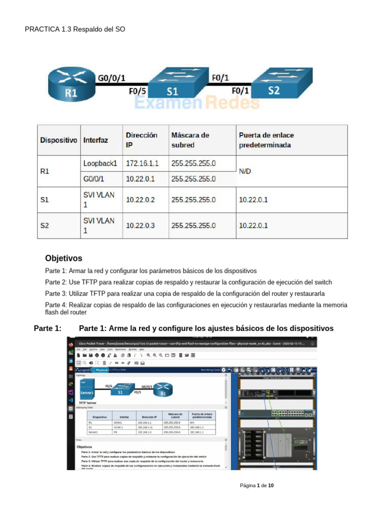 PRACTICA 1.3 RESPALDO DEL IOS CON TFTP | PDF | Protocolo de transferencia de archivos ...