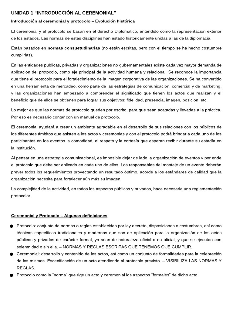 Resúmen Final Ceremonial y Protocolo | PDF | Comunicación | Institución