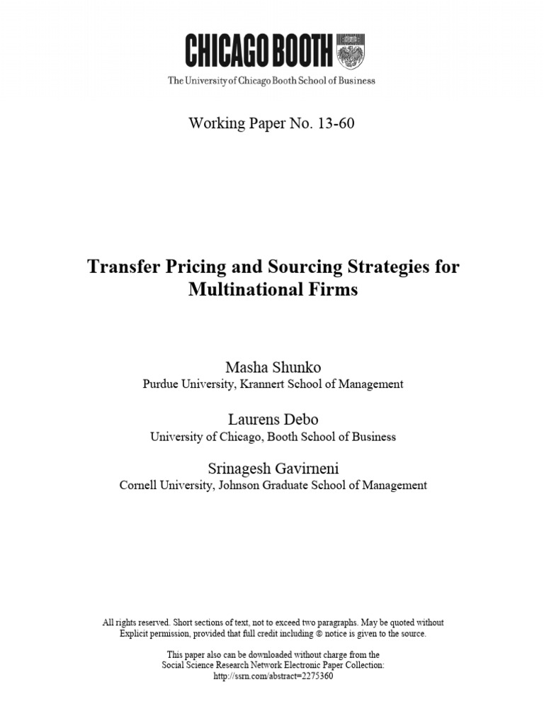 Transfer Pricing and Sourcing Strategies For Multinationals | PDF ...