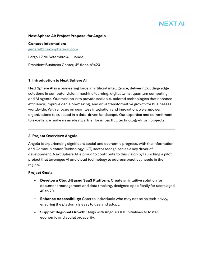 Next Sphere AI Project for Angola | PDF | Artificial Intelligence ...