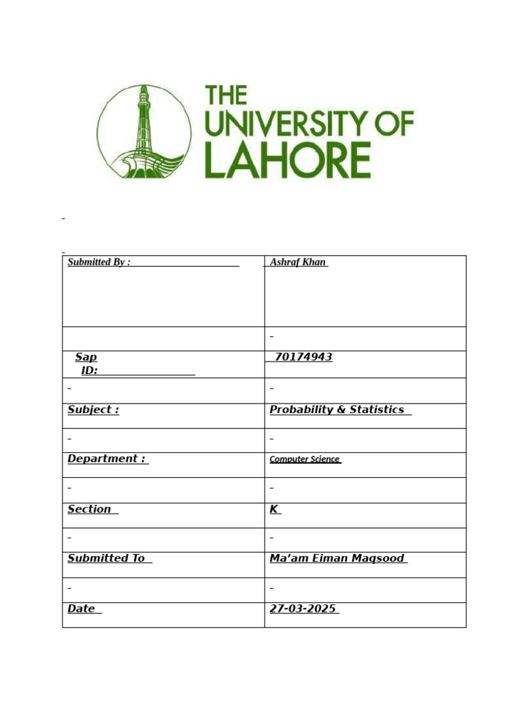 Prob and Statics Assignment No 2 | PDF | Skewness | Descriptive Statistics
