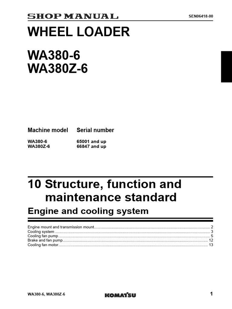 WA380-6 & WA380Z-6 Wheel Loader Shop Manual | PDF | Axle | Pump