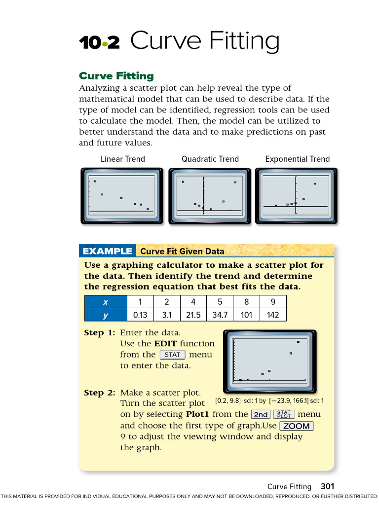 Quick Review Math Handbook (Teacher Edition) - Curve Fitting | PDF | Regression Analysis ...