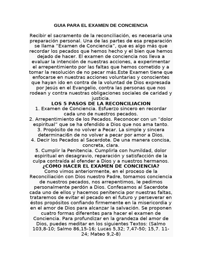 GUIA PARA EL EXAMEN DE CONCIENCIA | PDF | Pecado