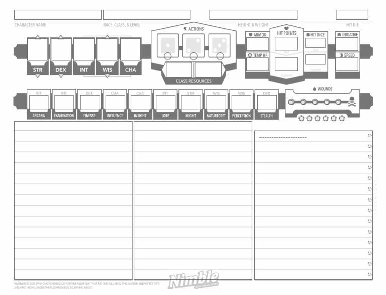 Nimble 5e Character Sheet Rellenable | PDF