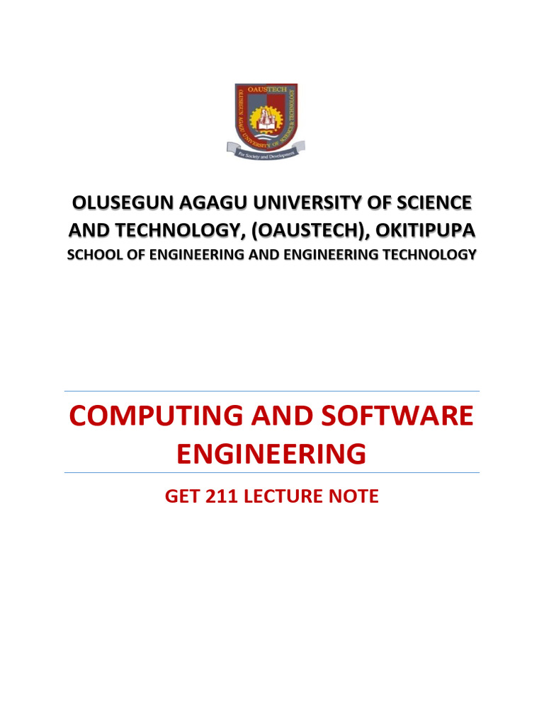 GET 211 LECTURE NOTE 2024 | PDF | Central Processing Unit | Computer Data Storage