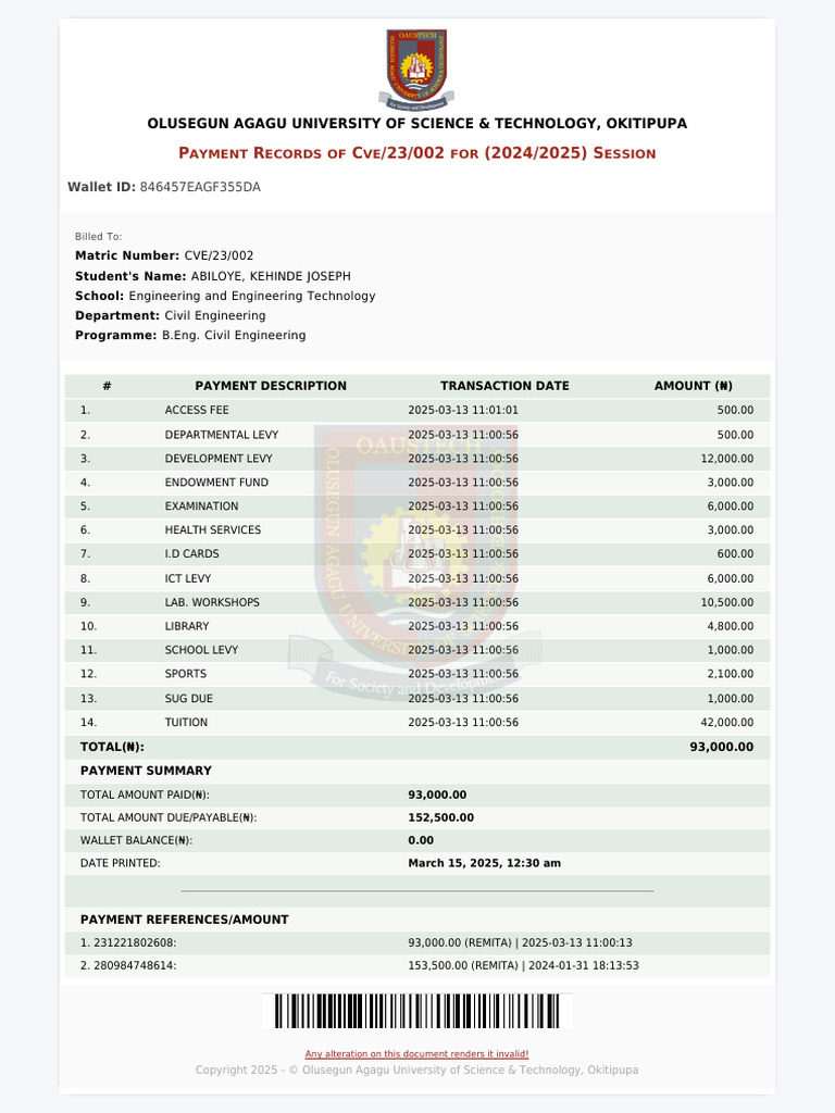 CVE-23-002 - 2024 - 2025 Online Receipt | PDF | Services (Economics ...
