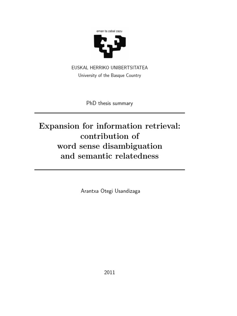 Thesis Summary | PDF | Information Retrieval | World Wide Web