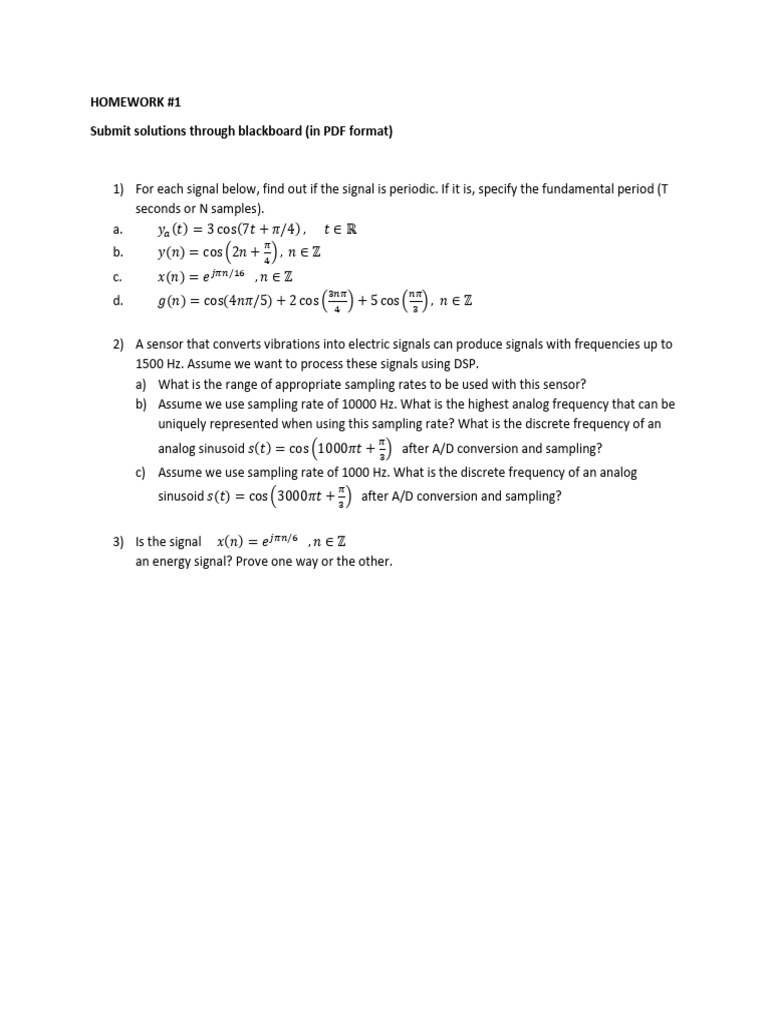 Signal Analysis and Sampling Rates | PDF