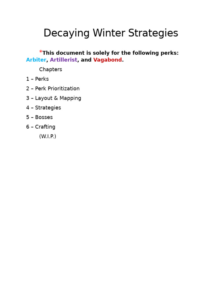 Decaying Winter Strategies | PDF | Video Games