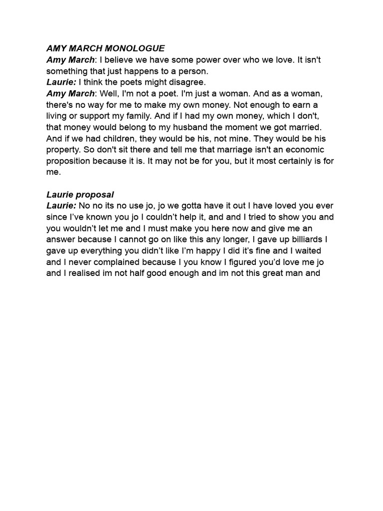 Amy March's Economic Marriage Monologue | PDF