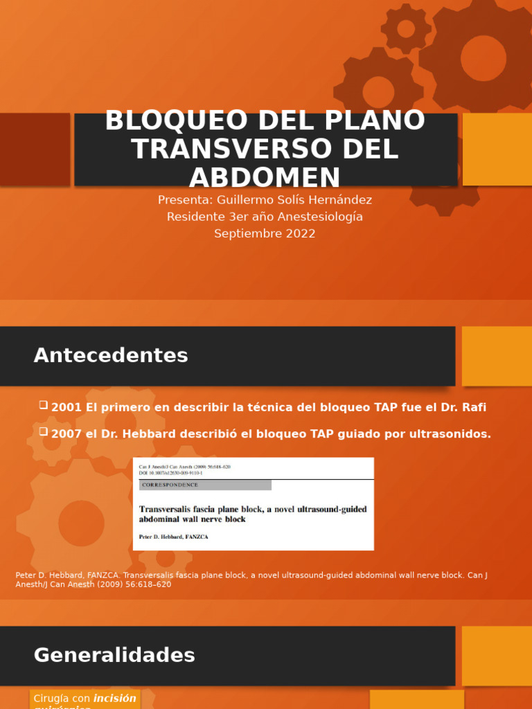 Bloqueo Del Plano Transverso Del Abdomen | PDF | Abdomen | Inyección ...