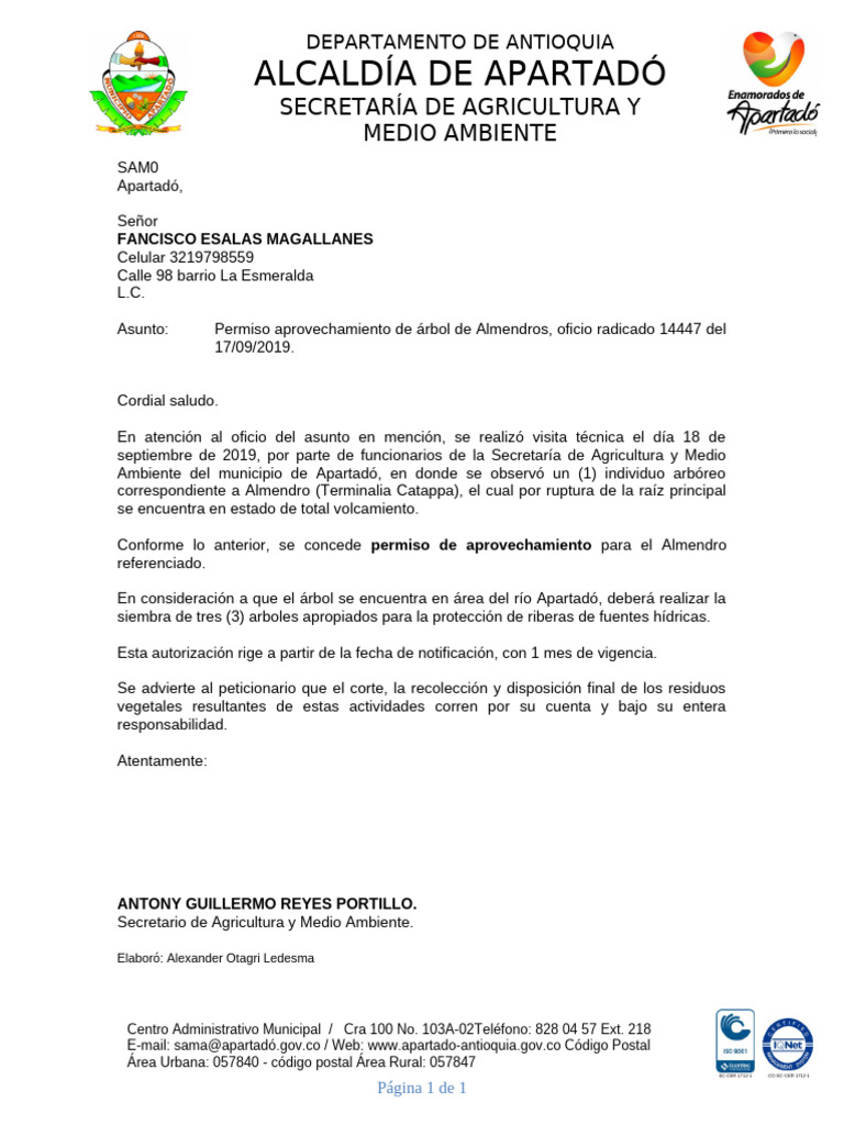 12 Permiso of 14447 17102019 Francisco Esalas Magallanes 1 | PDF