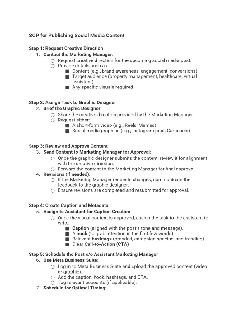SOP For Publishing Social Media Content | PDF | Web 2.0 | Human ...