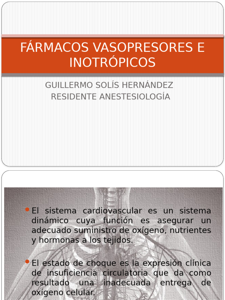 FÁRMACOS VASOPRESORES E INOTRÓPICOS | PDF