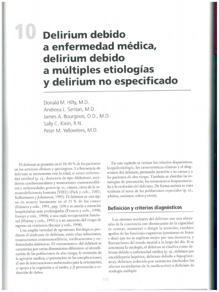 Capitulo 10 Delirium Debido A Enfermedad Médica, Delirium Debido A ...