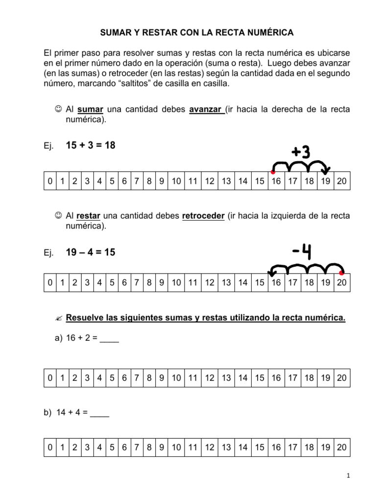 06-07 Recta Numérica para Sumar y Restar | PDF